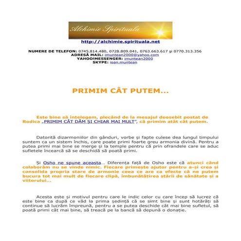Ioan Muntean - Primim cat putem | PDF