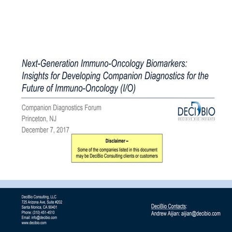 Next-Generation Immuno-Oncology Biomarkers: Insights for Developing ...