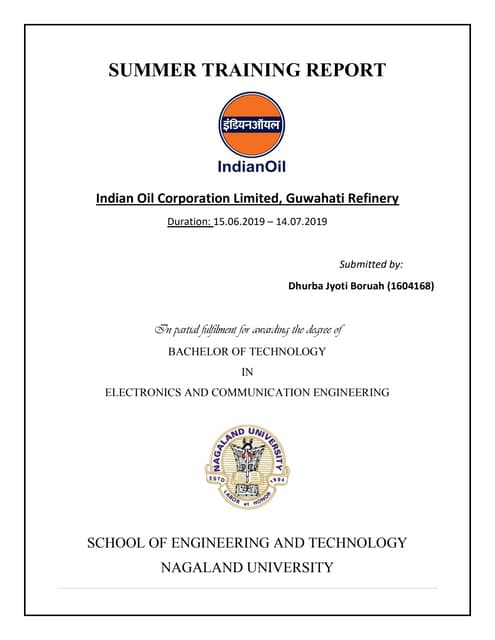 Internship presentation (iocl) | PPTX