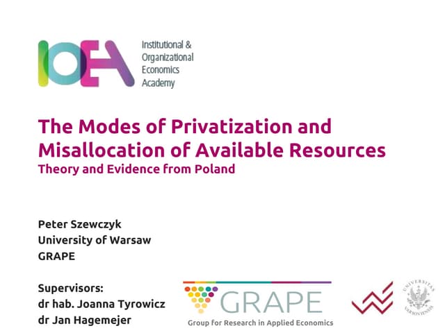 Modes Of Privatization And Misallocation Of Available Resources Ppt
