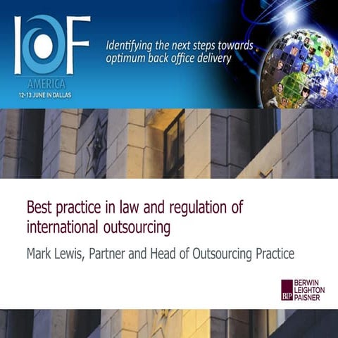 International Outsourcing Forum - Best Practice in International ...