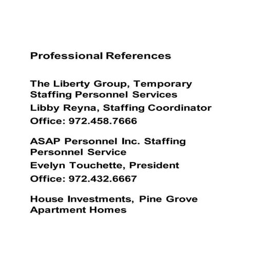 Professional%20 references%20 | DOCX | Office Property | Real Estate