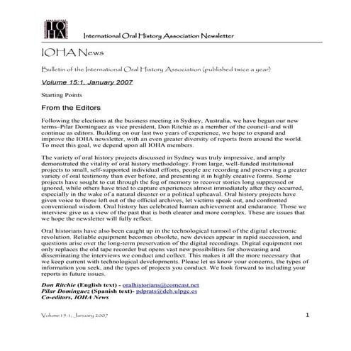 IOHA Newsletter Vol 15 Issue 1 | PDF