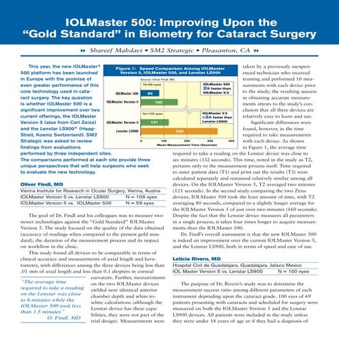 Iol master 500 improving upon the gold standard in biometry for ...