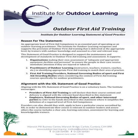 Iol outdoor first aid training statement 1.3 | PDF