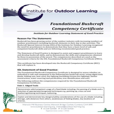 Iol statement of good practice foundational bushcraft competency | PDF ...