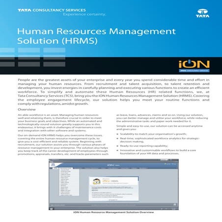 Human Resources Management Solution - iON Cloud ERP | PDF