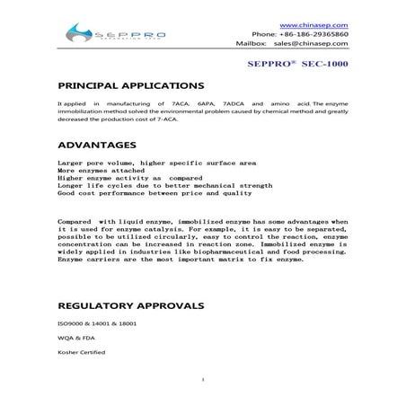 Ion exchange resin for enzyme immobilization | PDF