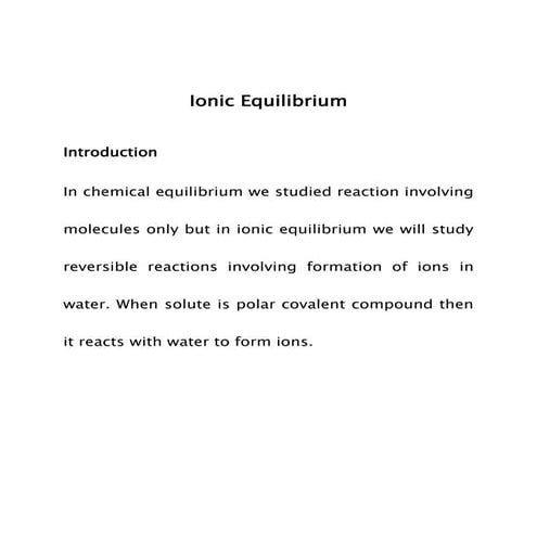 Ionic Equilibrium | PDF