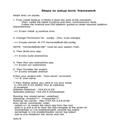 Ionic setup | DOCX