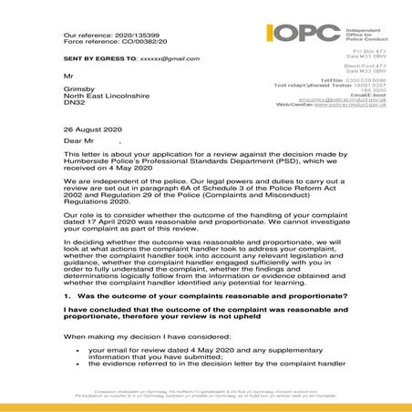 Iopc outcome 26 aug 2020 r | PDF
