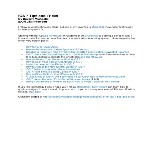 iOS 7 Tips and Tricks | PDF