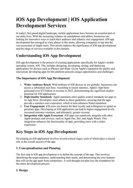 iOS App Development. | IOS Application Development Services | PDF iOS App Development. | IOS Application Development Services | PDF