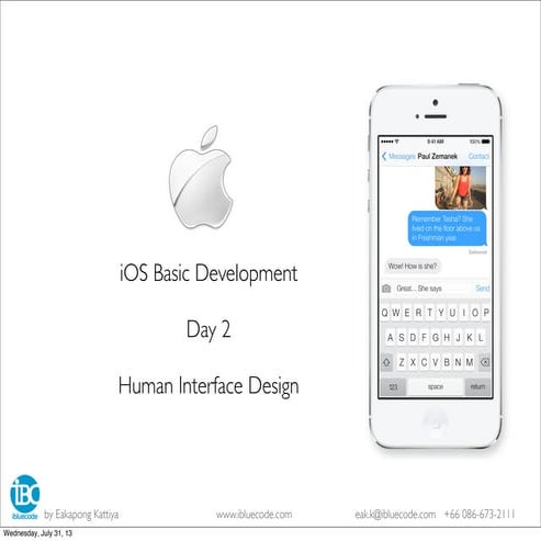 (31 July 2013) iOS Basic Development Day 2 Human interface design | PDF