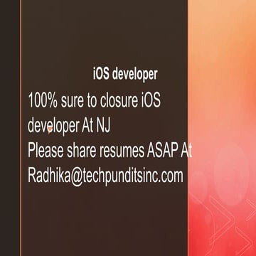 Ios developer | PPTX | Resume Writing and Advice | Job Search