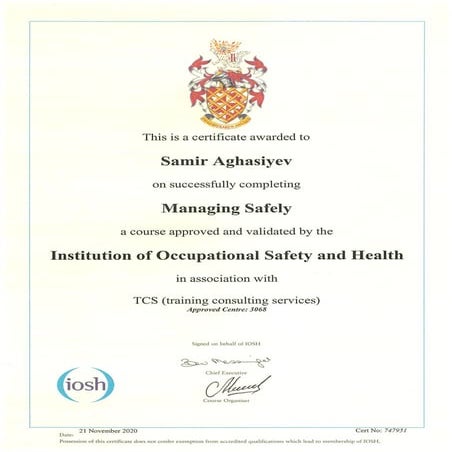 IOSH - Managing Safely | PDF