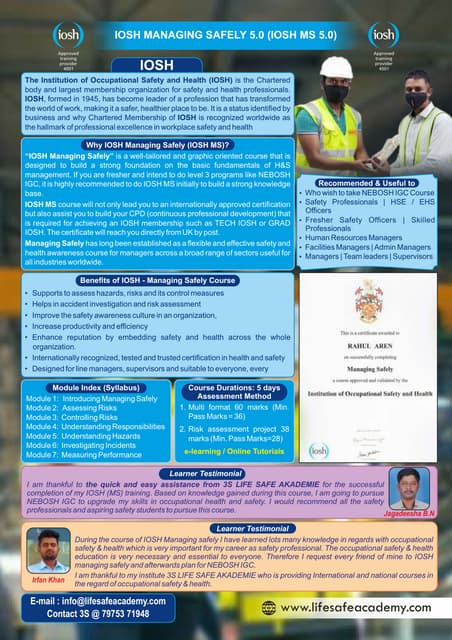 Iosh working safely | PPTX | Vocational Training | Careers