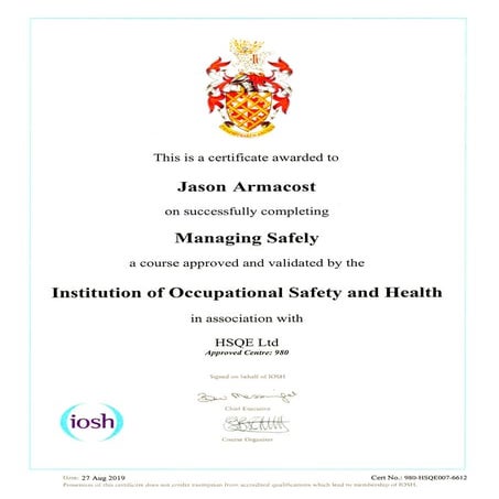 Iosh managing safetly | PDF | Business and Finance