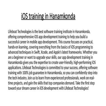 IOS Training Program in Hyderabad & Hanamkonda | PPTX