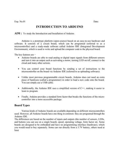 Arduino For Beginners Introduction To Arduino Presentation Codewithgauri Pptx