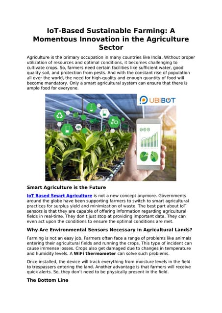 IOT BASED SMART AGRICULTURE | PPT