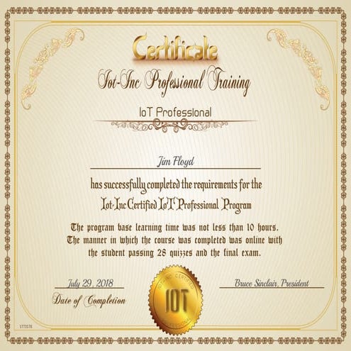 IoT-Inc. Professional Training Certificate | PDF