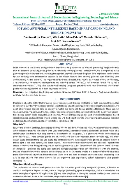 IOT IN ENABLED SMART FRAMING APPLICATION MINI PROJECT | PPTX