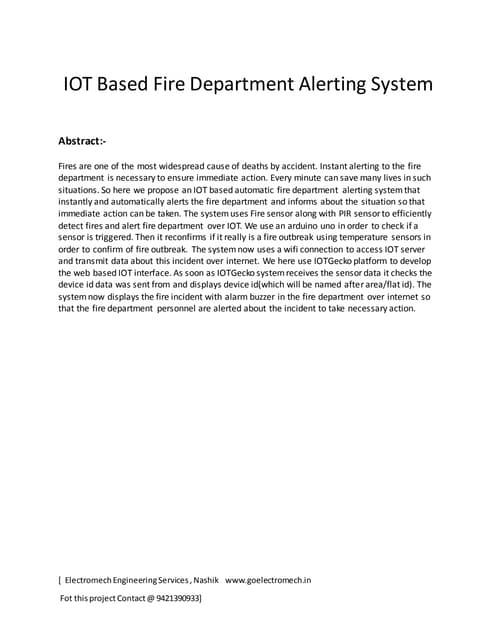 Iot Based Fire Alarm System Pdf
