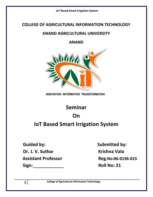 Iot based smart irrigation system | PPTX