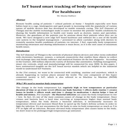 IoT based smart tracking of body temperature for healthcare | PDF ...