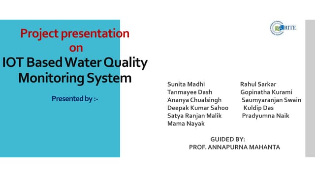 Smart Water Management System using Internet of Things (IoT) | PPTX