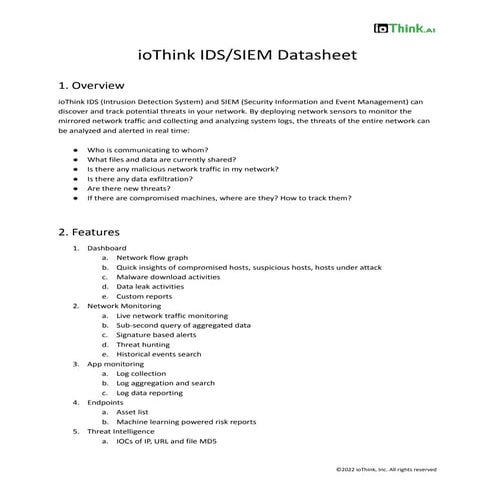 ioThink Security Datasheet | PDF