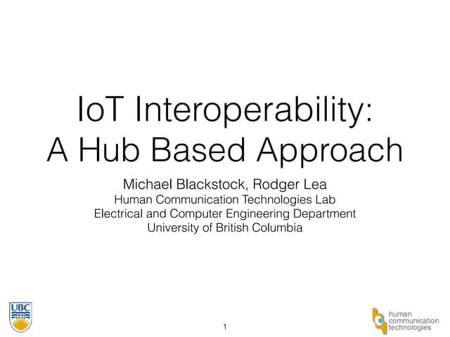 Iot Interoperability A Hub Based Approach Ppt