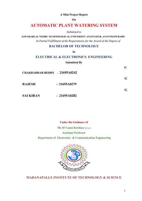 Solar Power Based Automatic Irrigation System | PPT