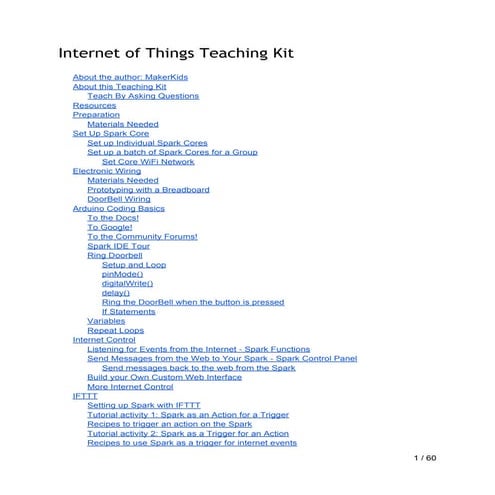 Spark Internet of Things Teaching Kit | PDF