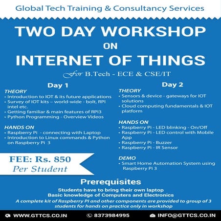 TWO DAYS WORKSHOP ON IOT | PDF