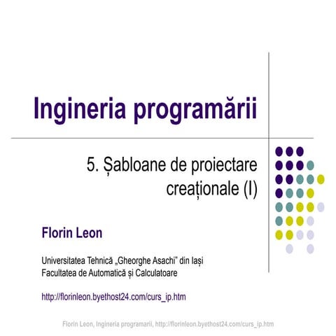 Sabloane de proiectare creationale (I) | PPT