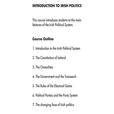 Introduction to Irish Politics: Lecture Five - The Electoral System | PPTX