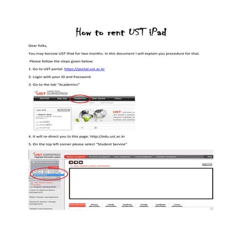 How to Rent an UST iPad | PDF | Tablets and E-readers | Consumer ...