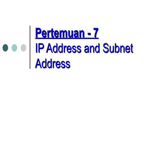 Ip address and subnet address | PPT