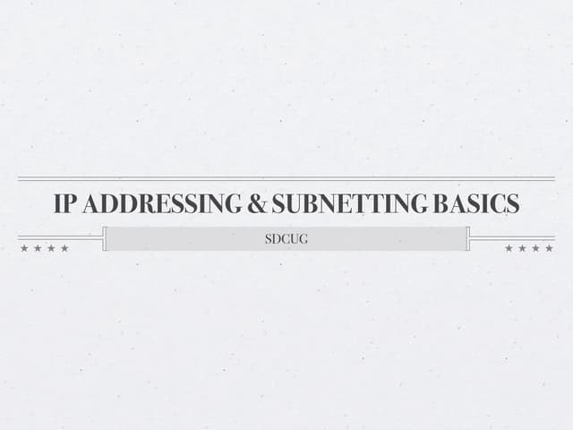 Ip Addressing And Subnetting Basics Ppt