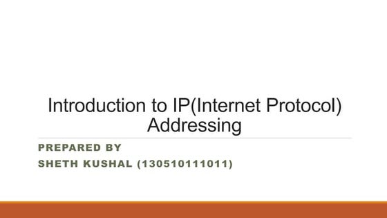 Ip Addressing And Subnetting Ppt Ppt