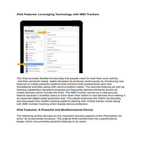 iPad Features: Leveraging Technology with IMEI Trackers | PDF