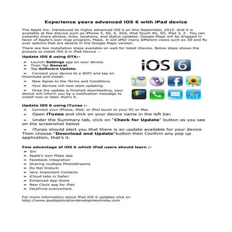 Experience years advanced iOS 6 with iPad device | PDF