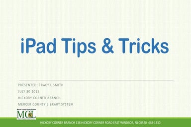 Ipad Basics Cheat Sheet