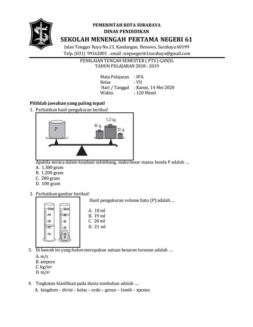 Soal ipa kelas 7 semester 2 | PDF