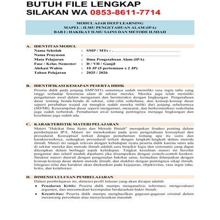 Download Modul Ajar Deep Learning IPA Kelas 7 Kurikulum Merdeka Terbaru ...