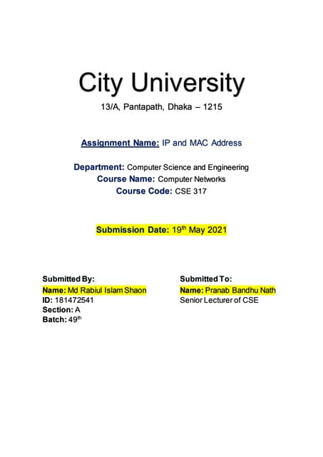 Ip And Mac Address Pdf Internet Computing