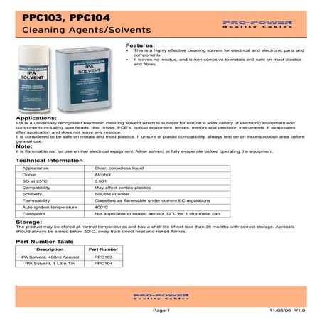 IPA Solvents for Flux Cleaning and Precision Applications | PDF