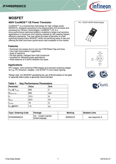 Original IGBT IHW20N120R5 H20MR5 40A 1200V TO-247 New Infineon | PDF